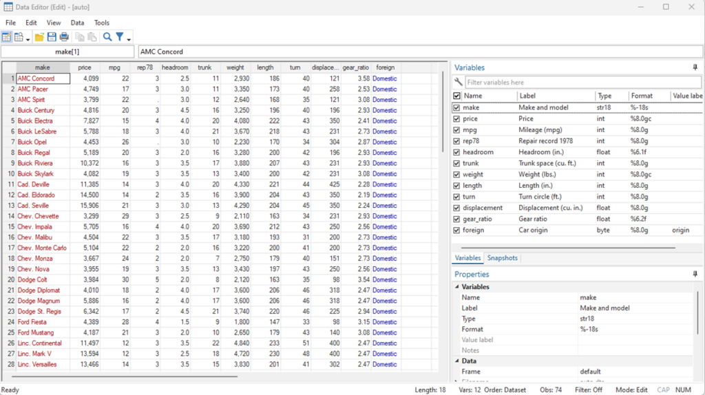 Editing Data with Stata